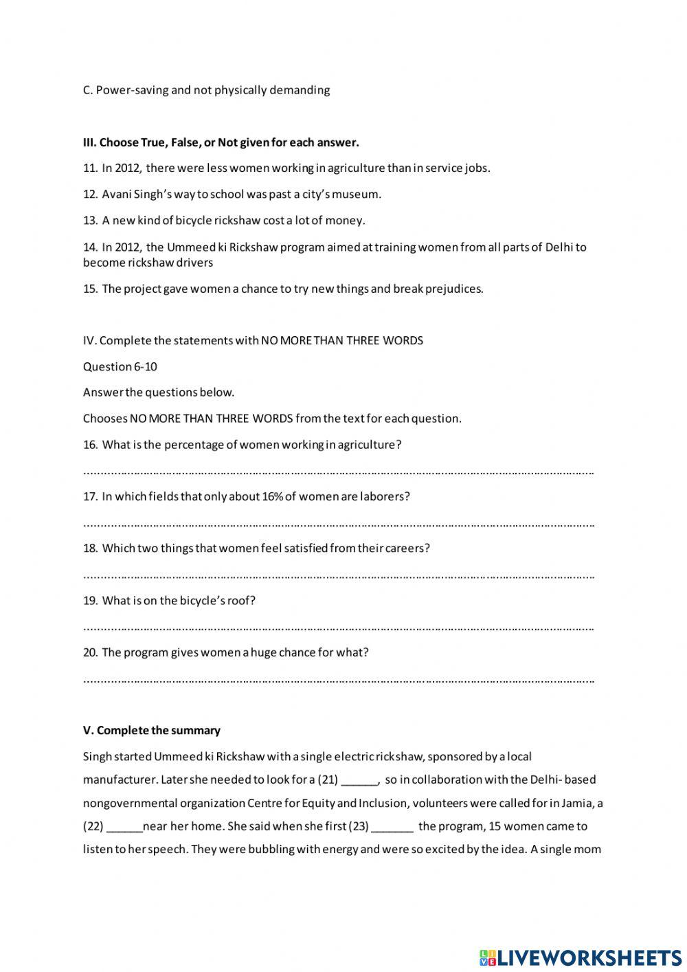 Hồ Thị Bảo Trâm worksheet | Live Worksheets