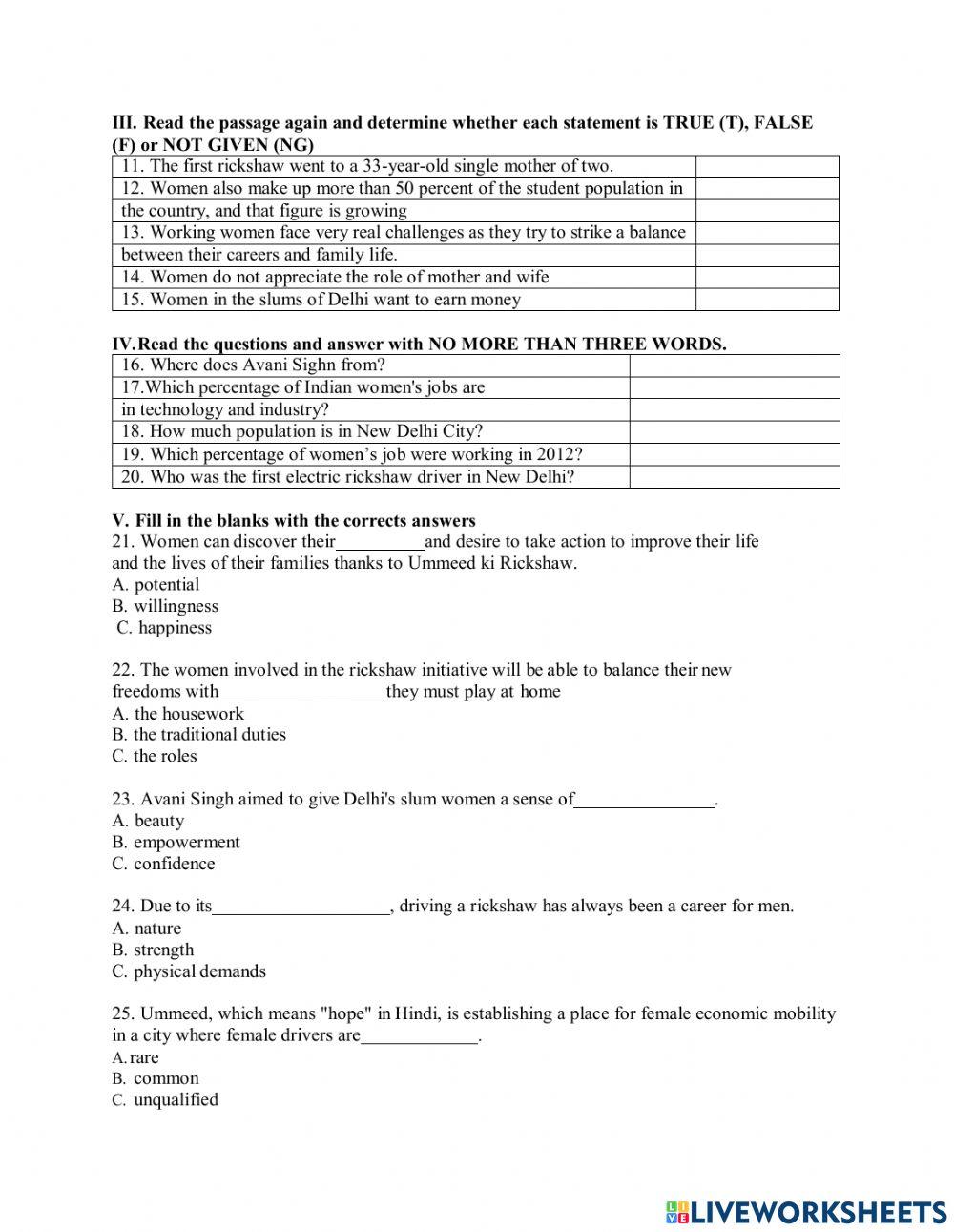 Final assignment interactive worksheet | Live Worksheets