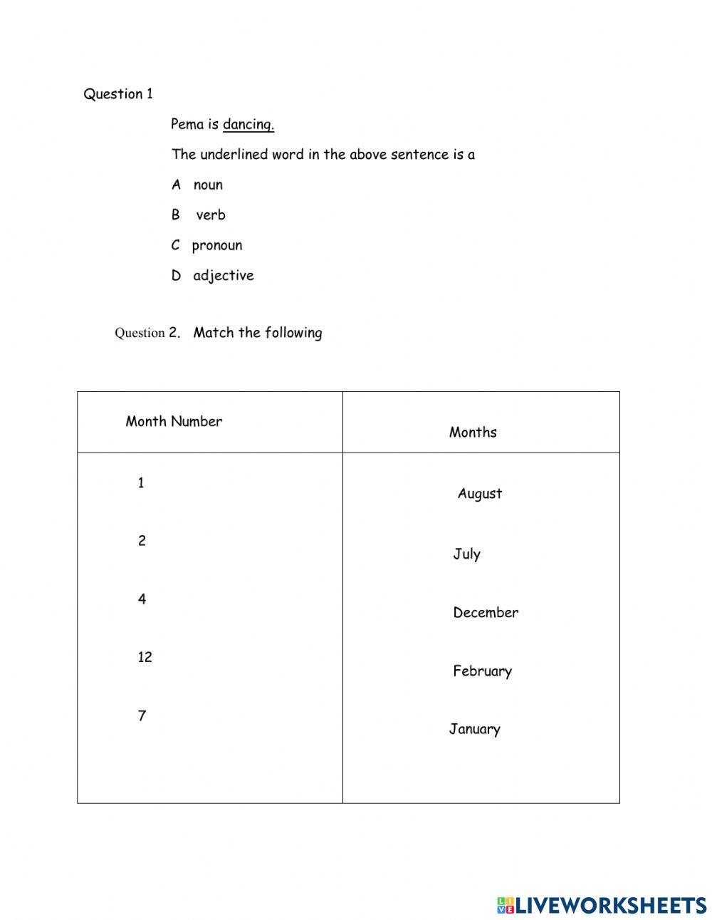 MCQ and Match worksheet | Live Worksheets