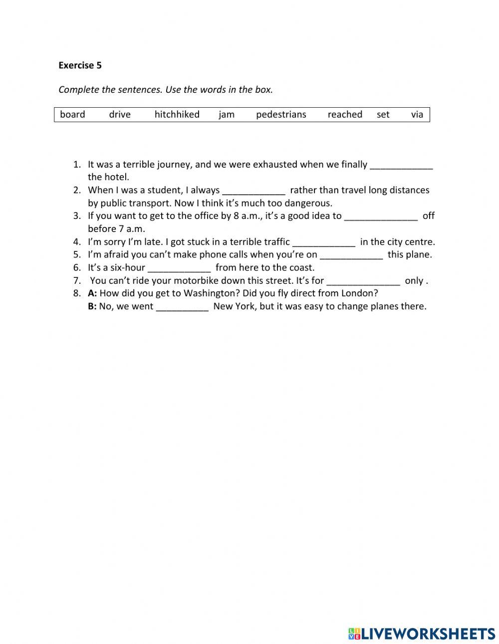 IE2, Unit 4, Vocabulary & Grammar, Exercise 5 worksheet | Live Worksheets
