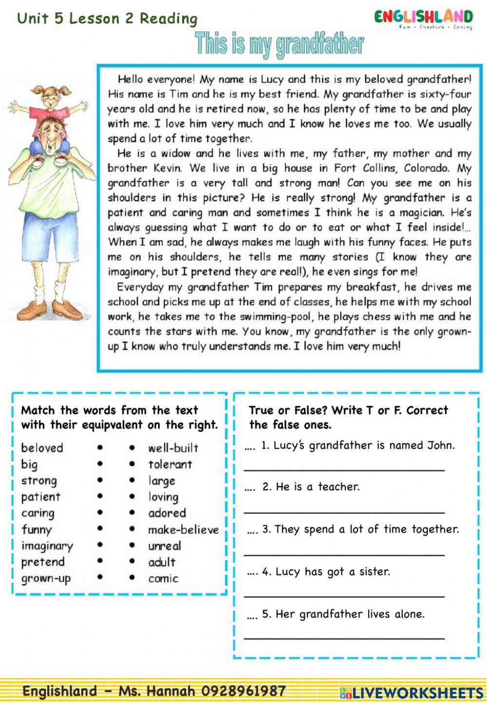 U5 L2 Reading 1 worksheet | Live Worksheets