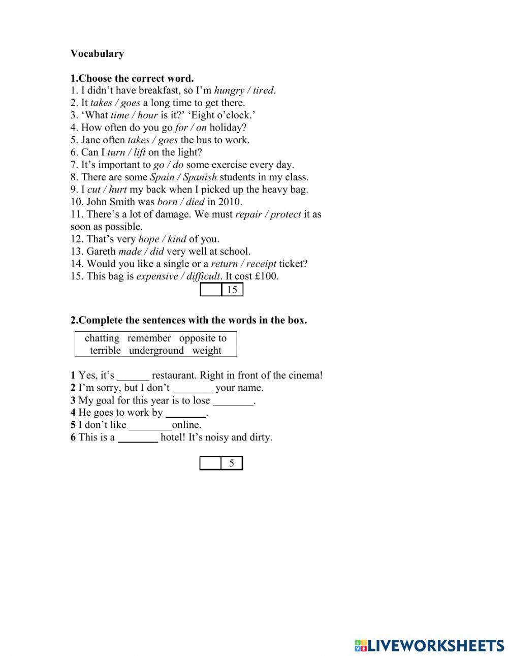 2508034 | Starter Exam | annmlnv | LiveWorksheets