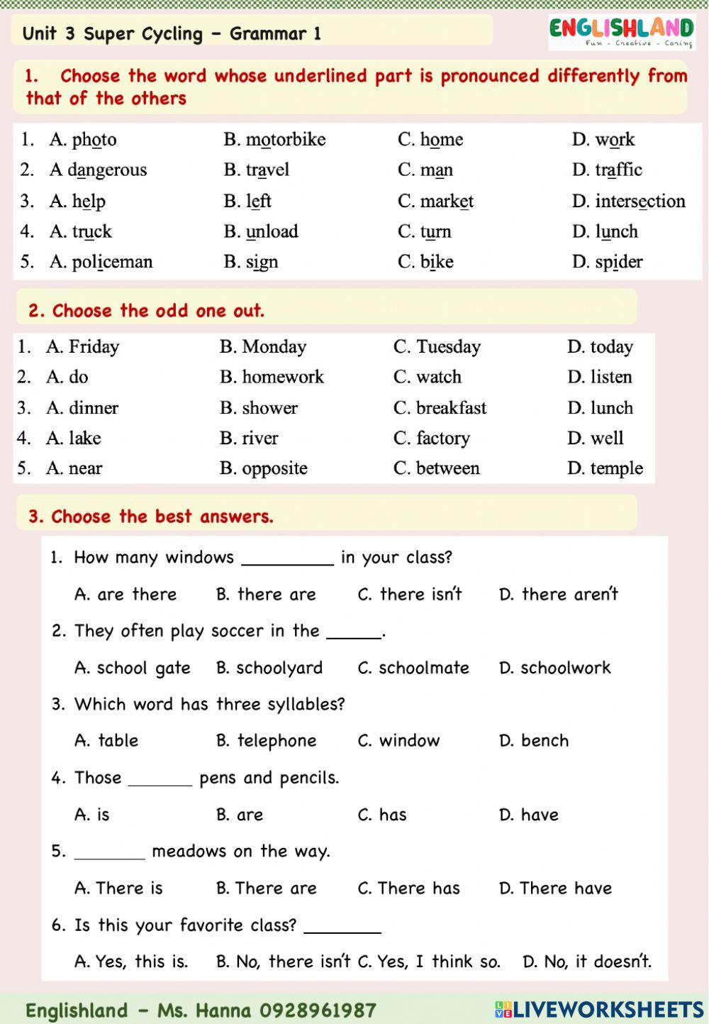 U3 Grammar 1 worksheet | Live Worksheets