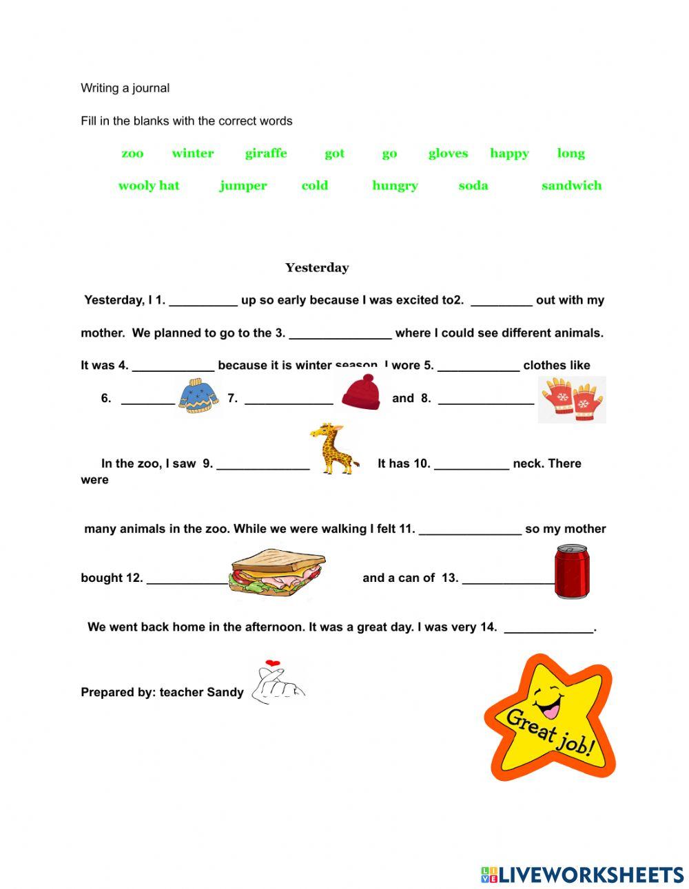 Yesterday | Sandy Babala | Live Worksheets