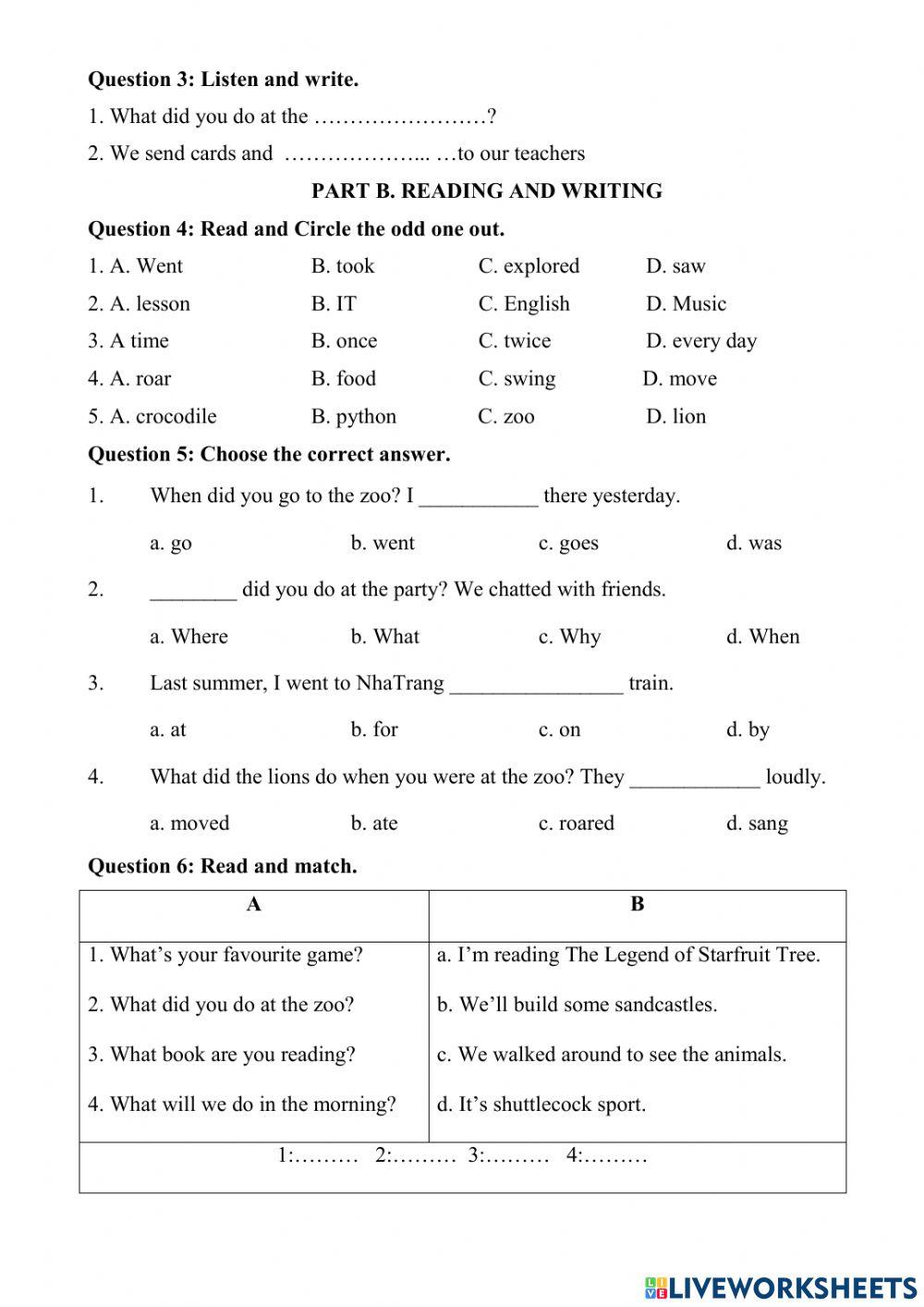Lop 5 interactive activity | Live Worksheets