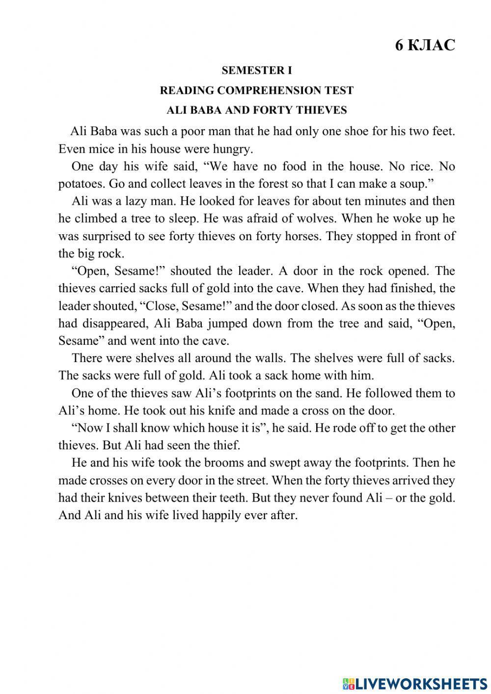 Reading Compreh… | Free Interactive Worksheets | 2254053