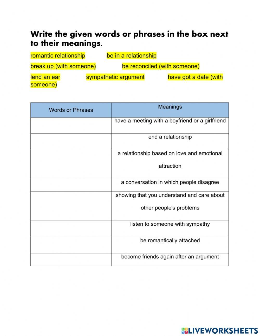Filling activity | Live Worksheets