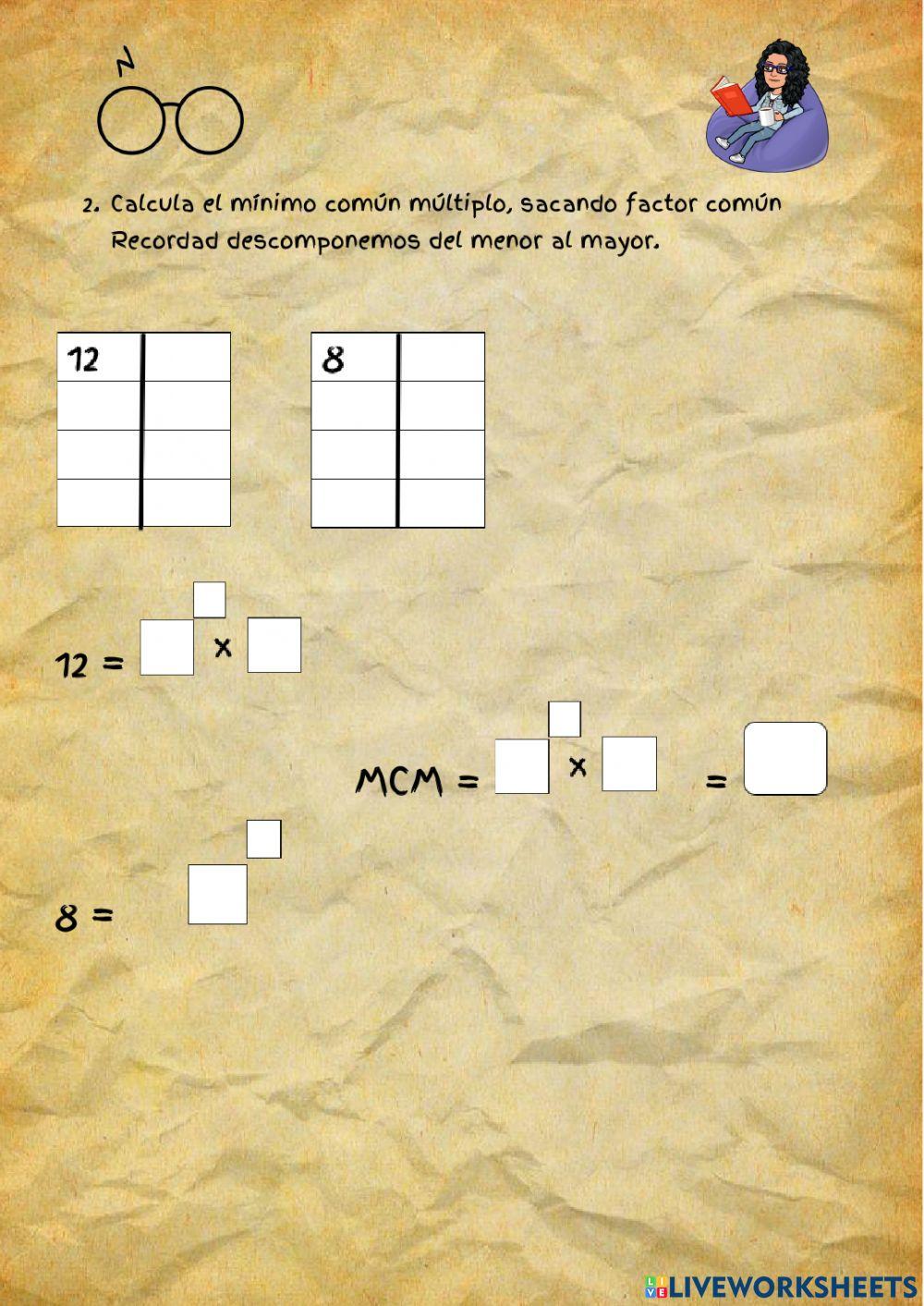 2254133 | MCM y MCD | ROCIOA17 | LiveWorksheets