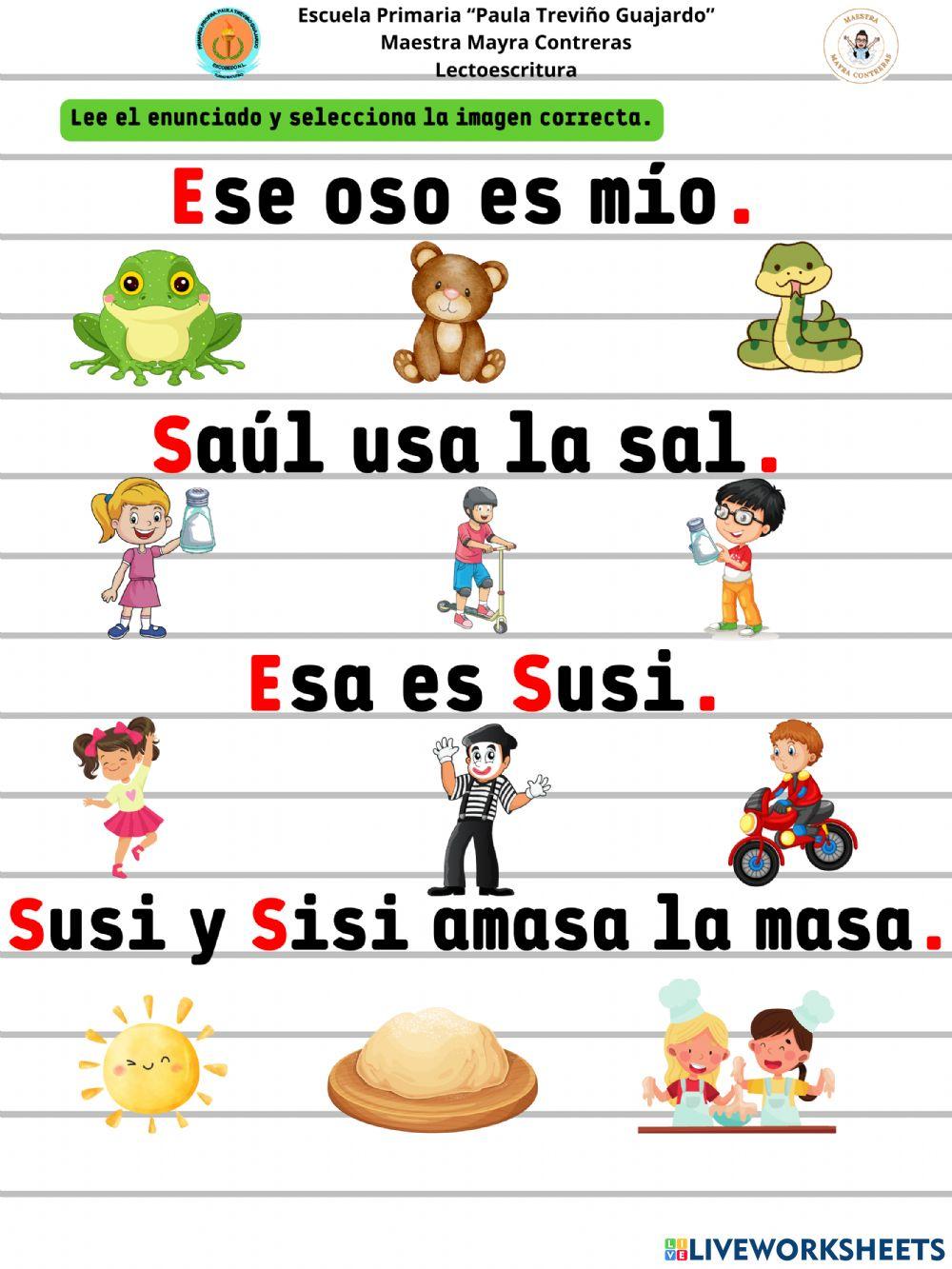 2254343 | Enunciados con palabras con S | Mayra Contreras