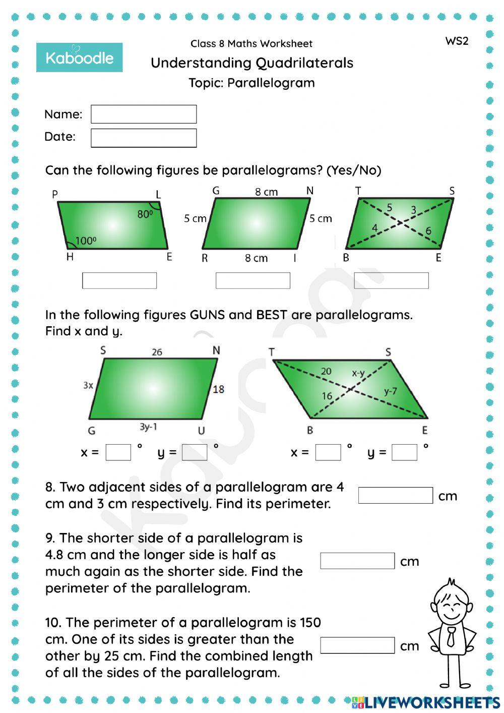 Proving Quadrilaterals Are Parallelograms Worksheets Proving Quadrilaterals Are Parallelograms Worksheets