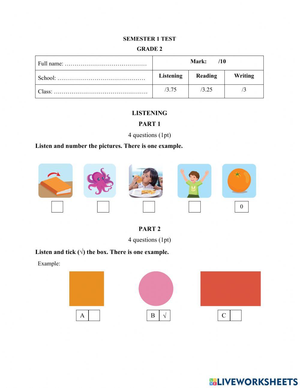 2254581 | Smart start grade 2 term 1 test