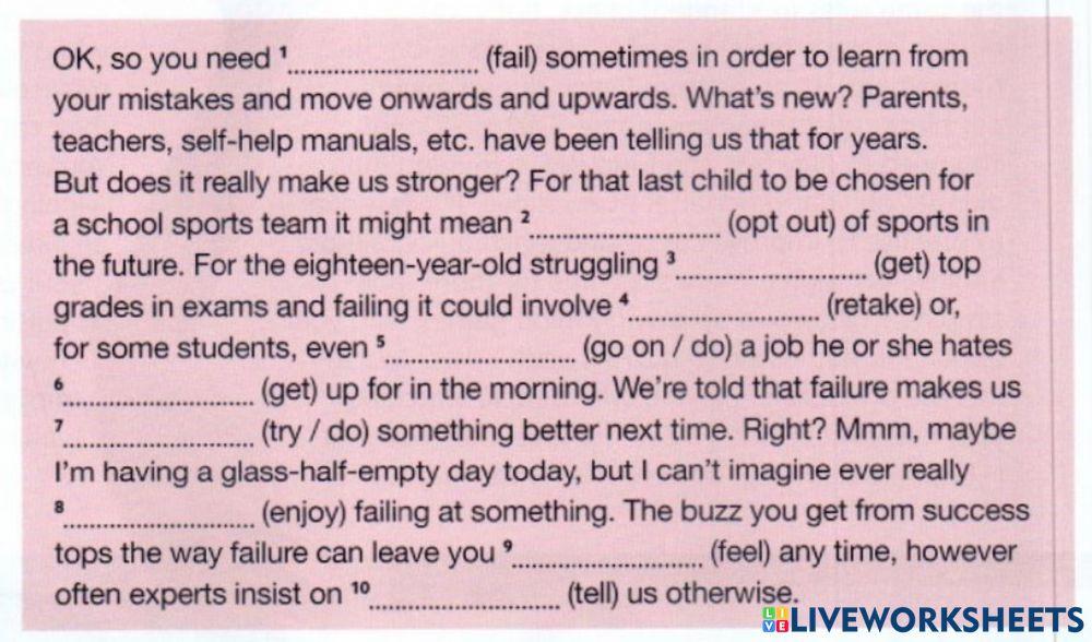 Reading Practice Part 3: Winners and losers worksheet | Live Worksheets