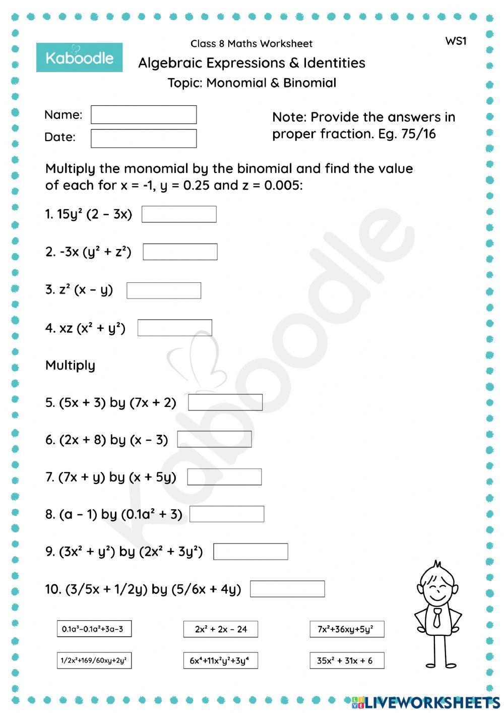 Algebraic Expre… | Free Interactive Worksheets | 2254814