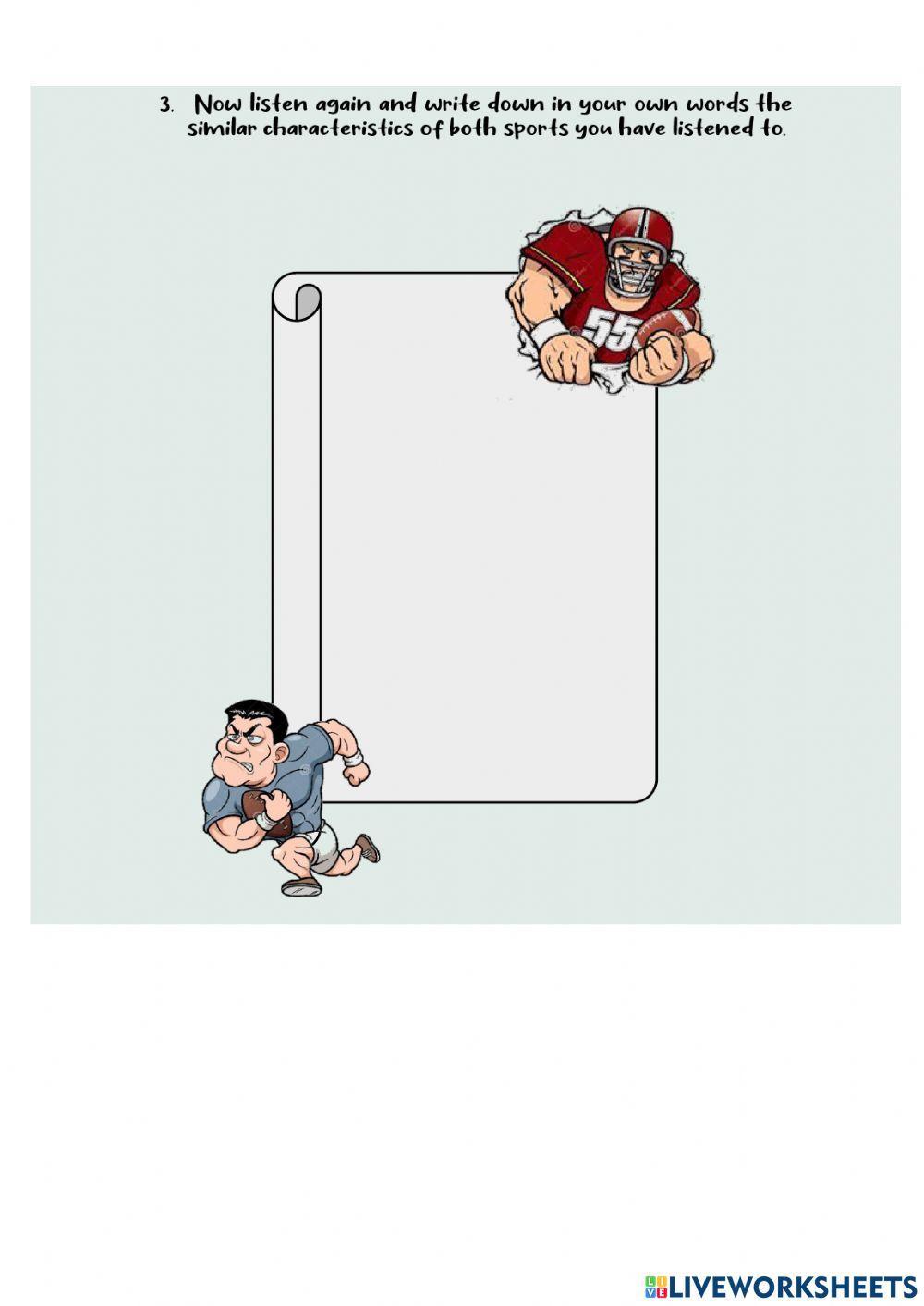 American and Rugby sports worksheet | Live Worksheets