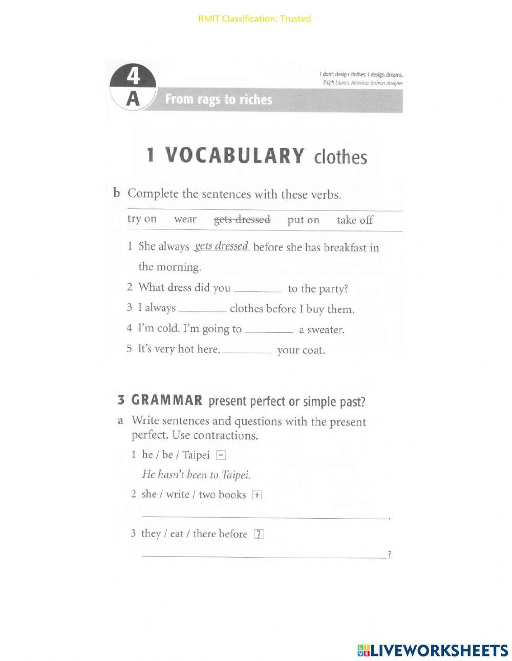 4A Pre intermediate worksheet | Live Worksheets