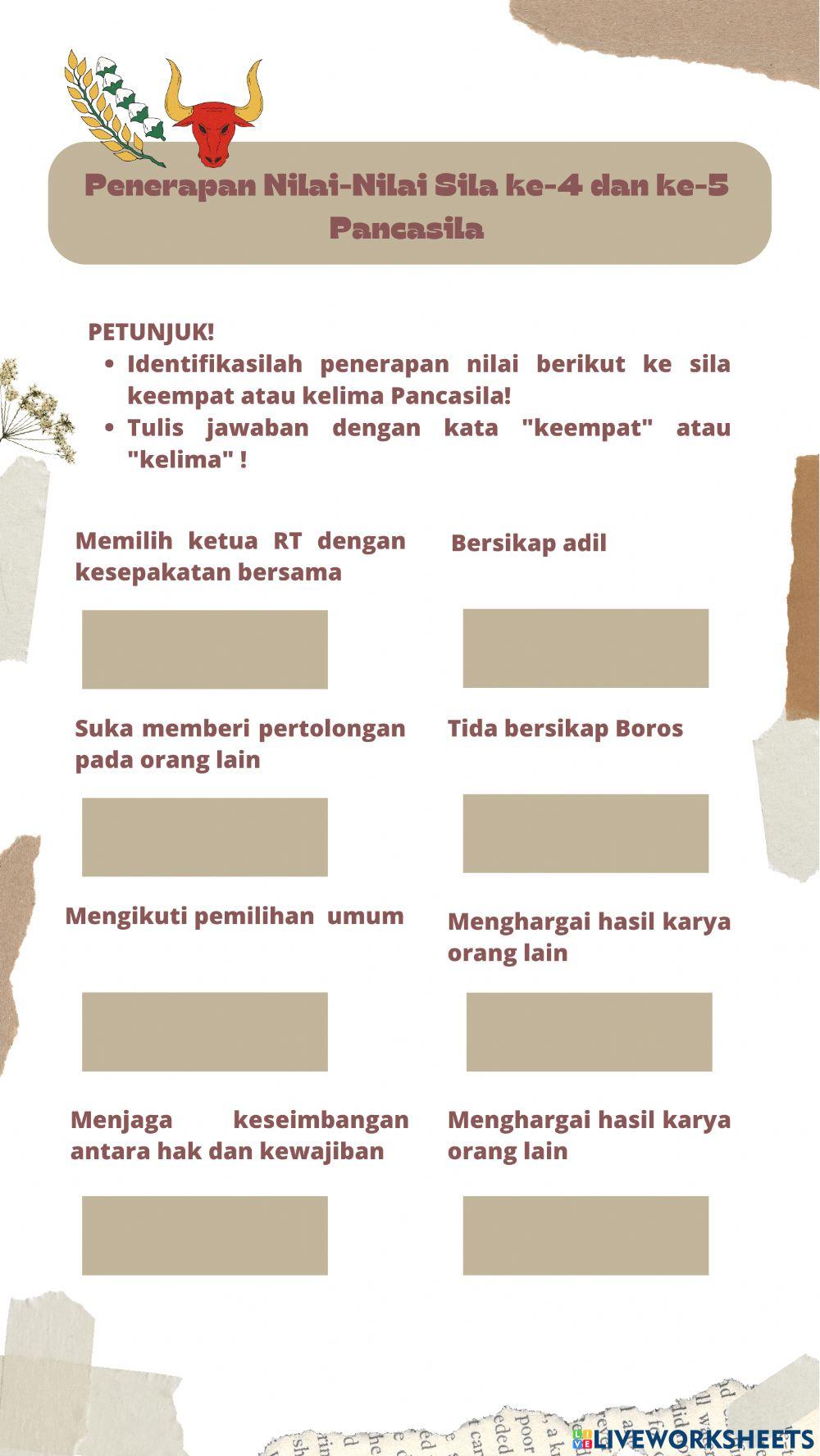 PPKN Kelas 5 Kurikulum Merdeka Elemen Pancasila online exercise for ...