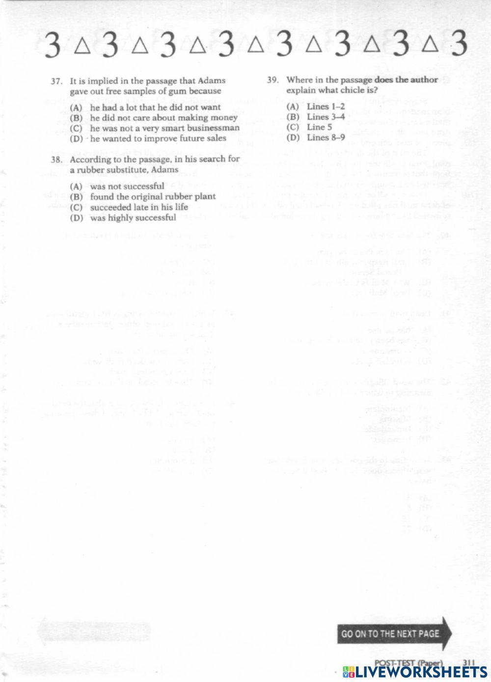 Post Test Section 03 Reading online exercise for | Live Worksheets