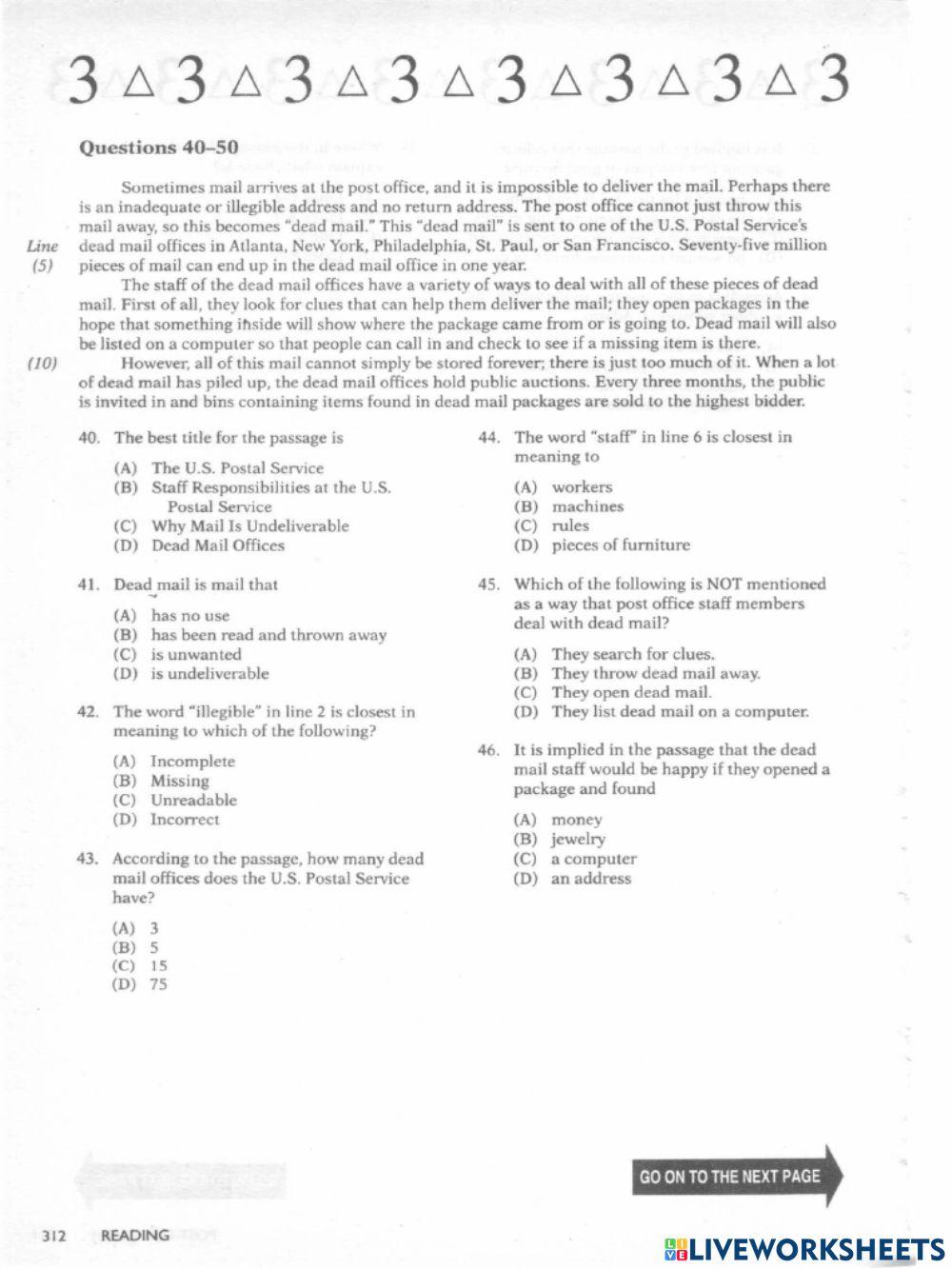 Post Test Section 03 Reading online exercise for | Live Worksheets