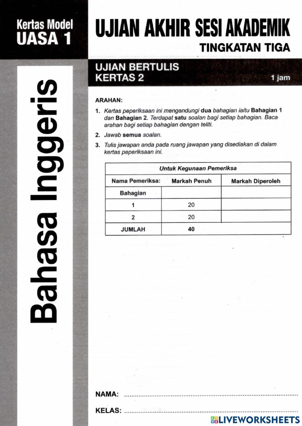 UASA PT3 MODEL 1 PAPER 2 6922090 | WAN NORIAN WAN OMAR
