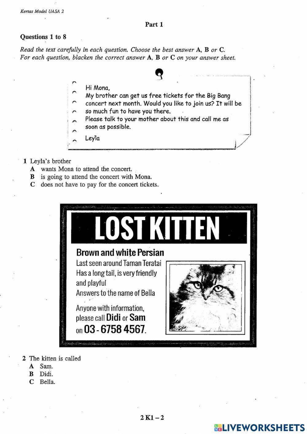 UASA PT3 (MODEL 2) PAPER 1 6922104 | WAN NORIAN WAN OMAR