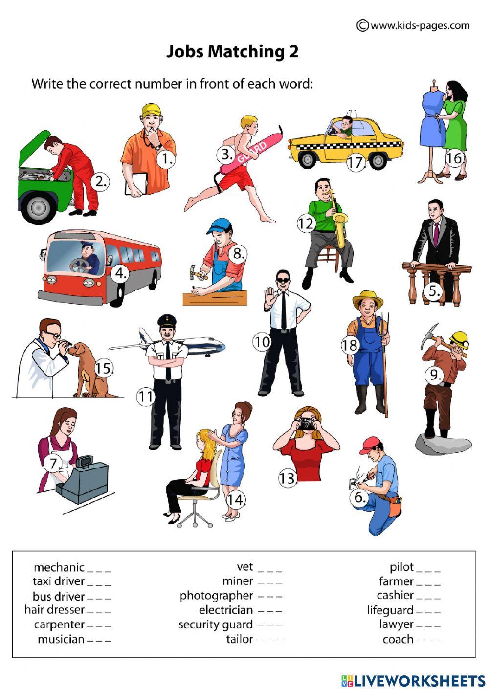 6922113 | JOBS MATCHING 2 | Micaela | LiveWorksheets