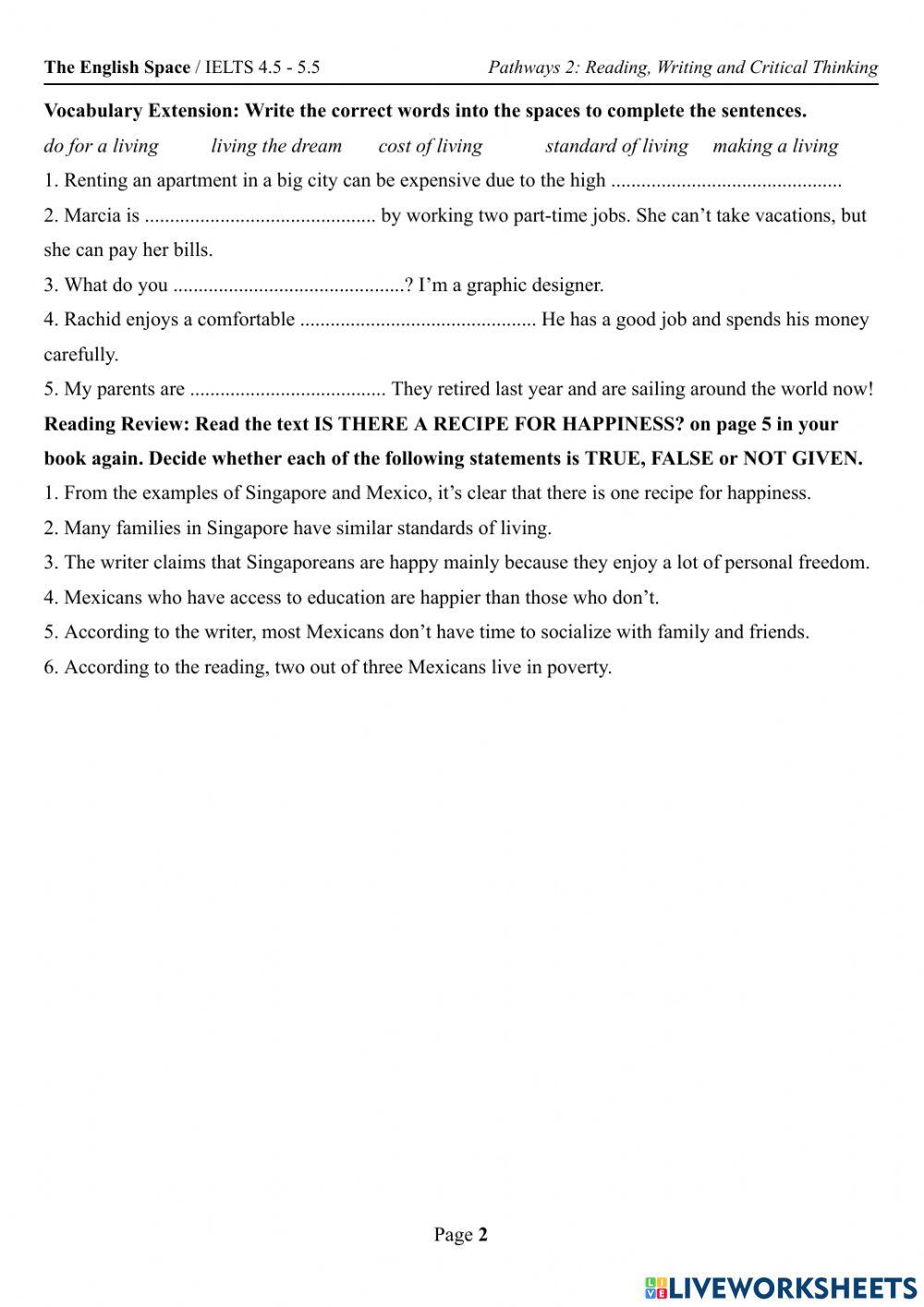 Pathways 2 RW -… | Free Interactive Worksheets | 2233410