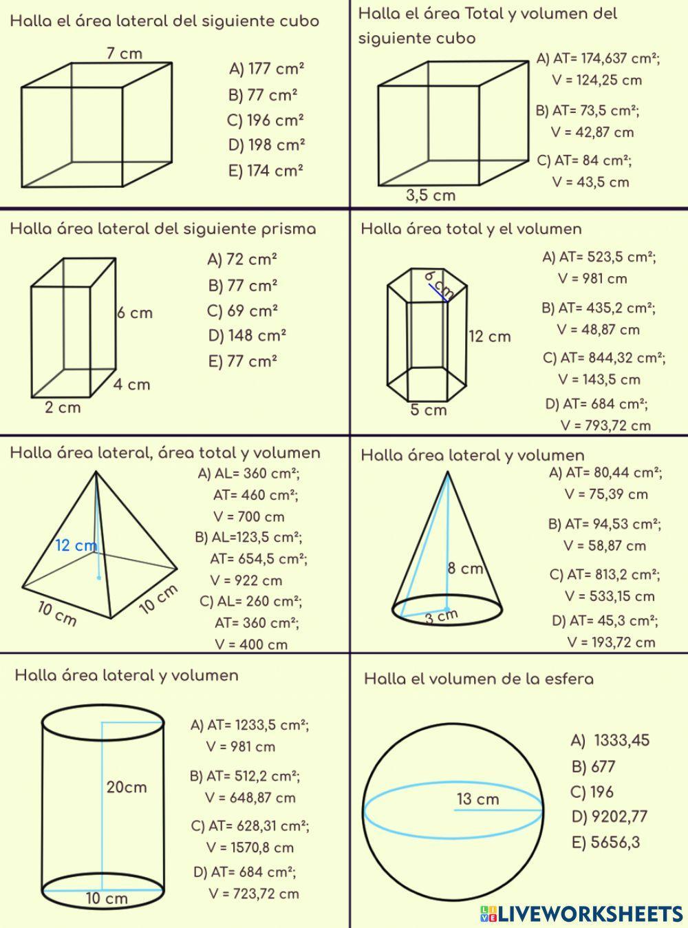 Area lateral, a… | Free Interactive Worksheets | 2234149