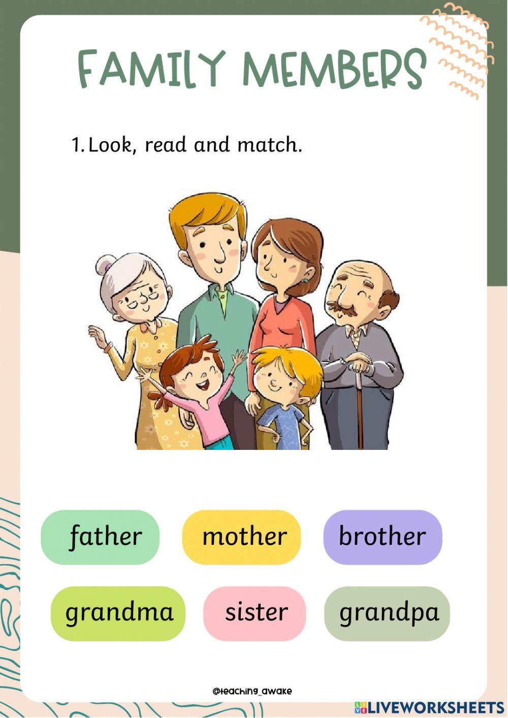 Family Members | Free Interactive Worksheets | 2234621