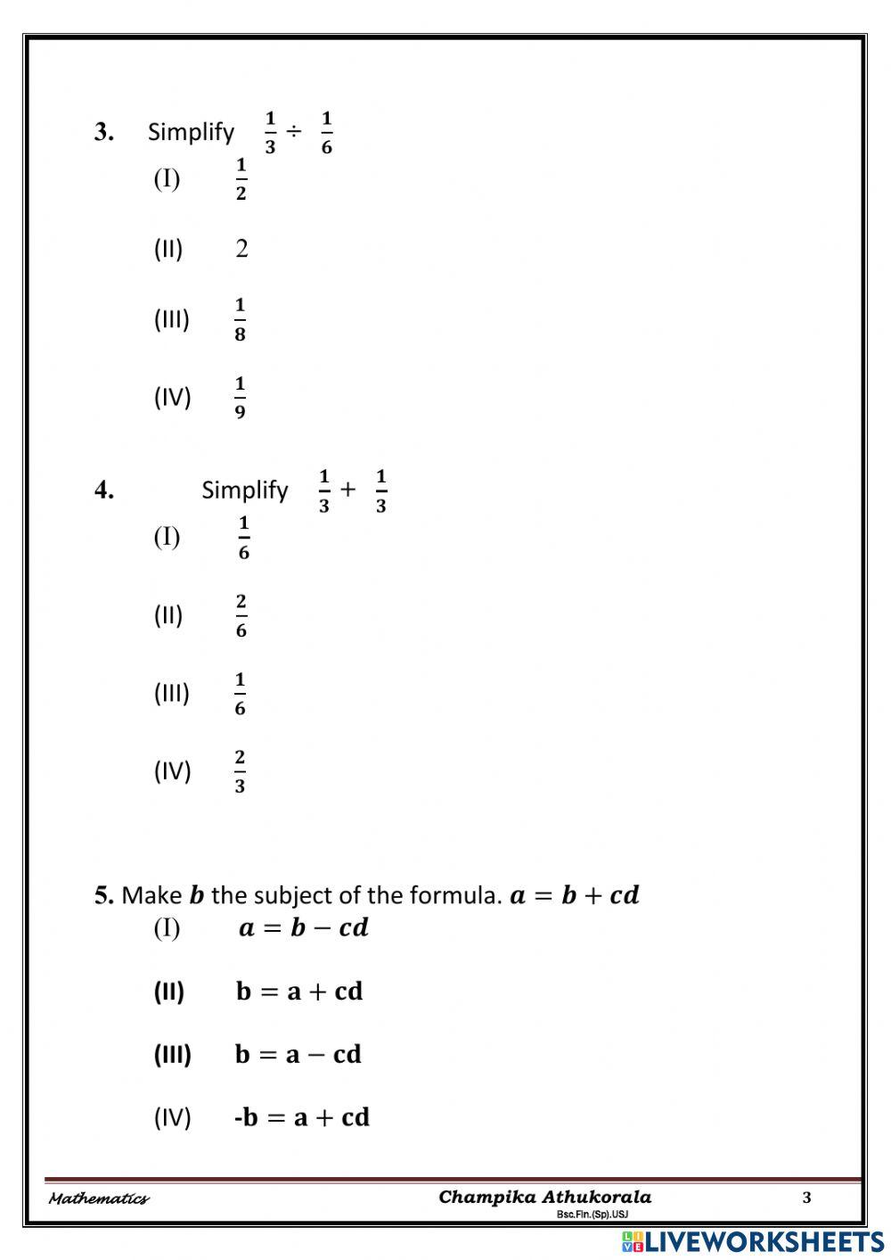 Mcq-2 worksheet | Live Worksheets