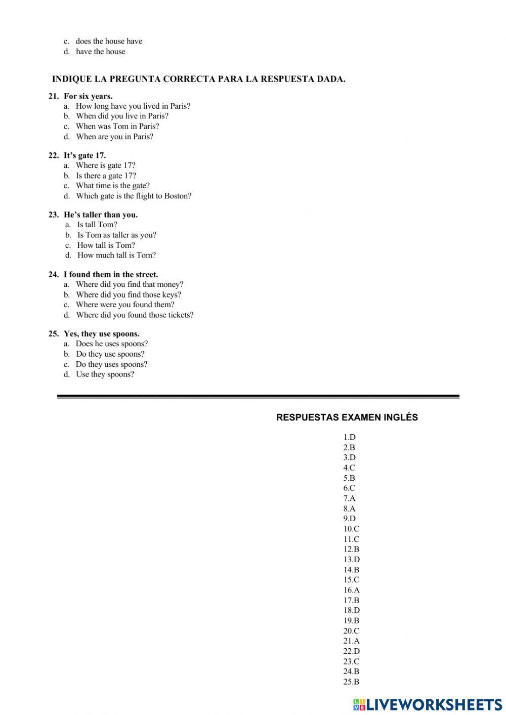 Test adult worksheet | Live Worksheets