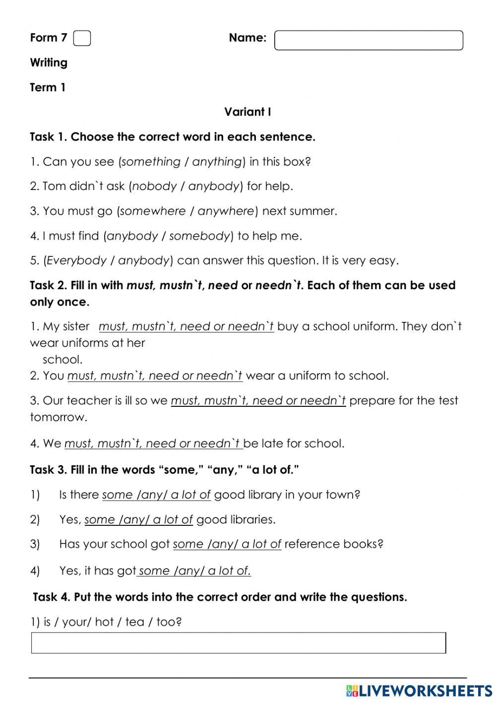 Term I Writing “School life”. | Svetlana yakiviuk