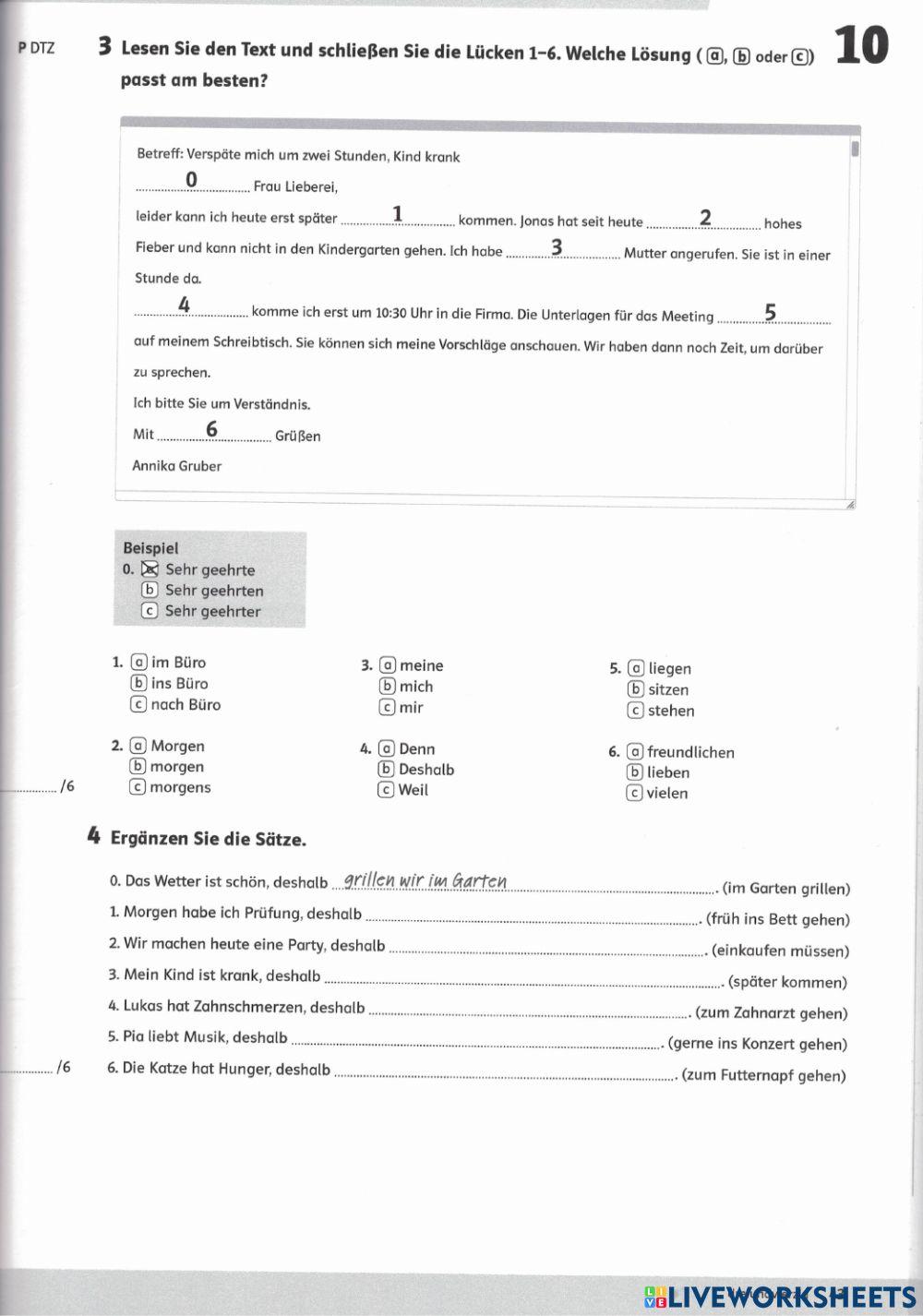 Linie 1. A2. Test 10. online exercise for | Live Worksheets