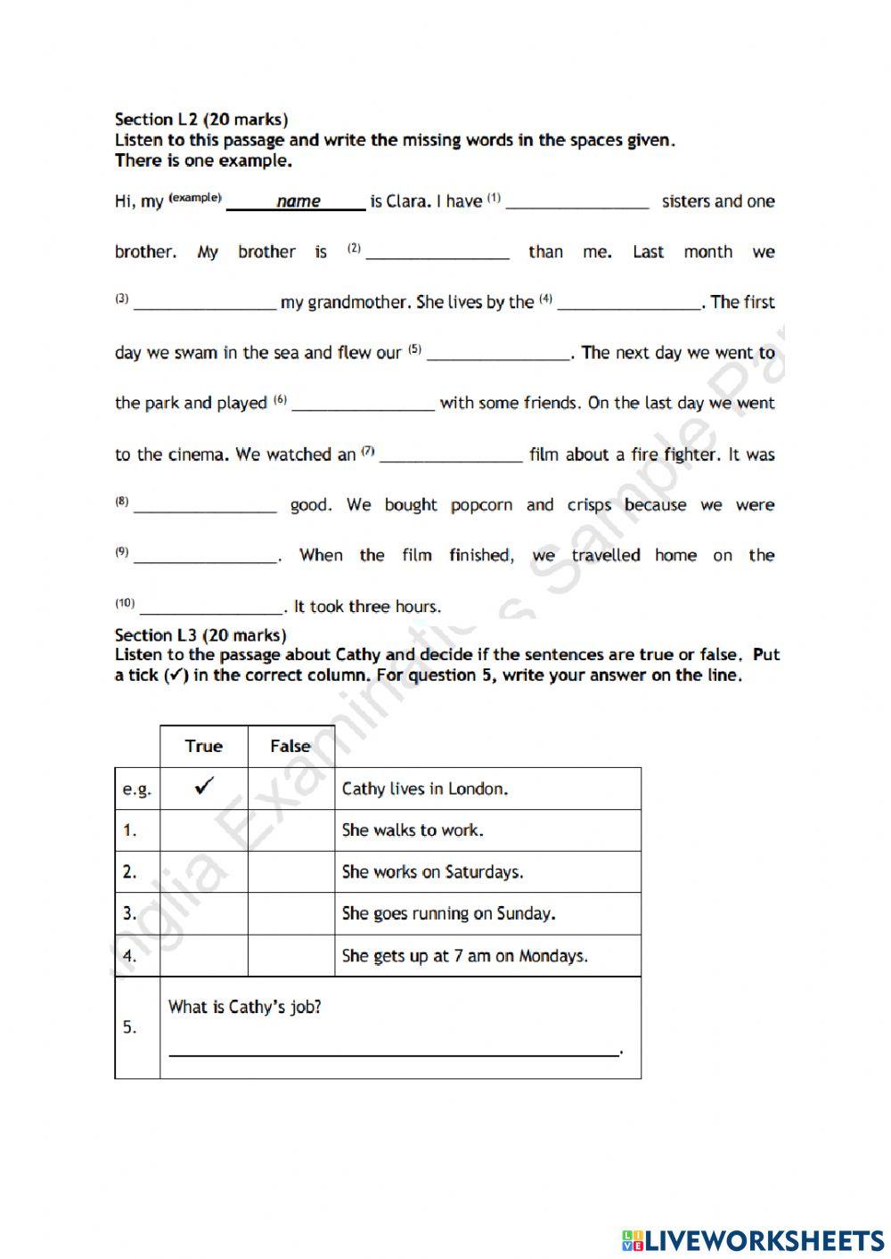 Preliminary - Written Exam worksheet | Live Worksheets