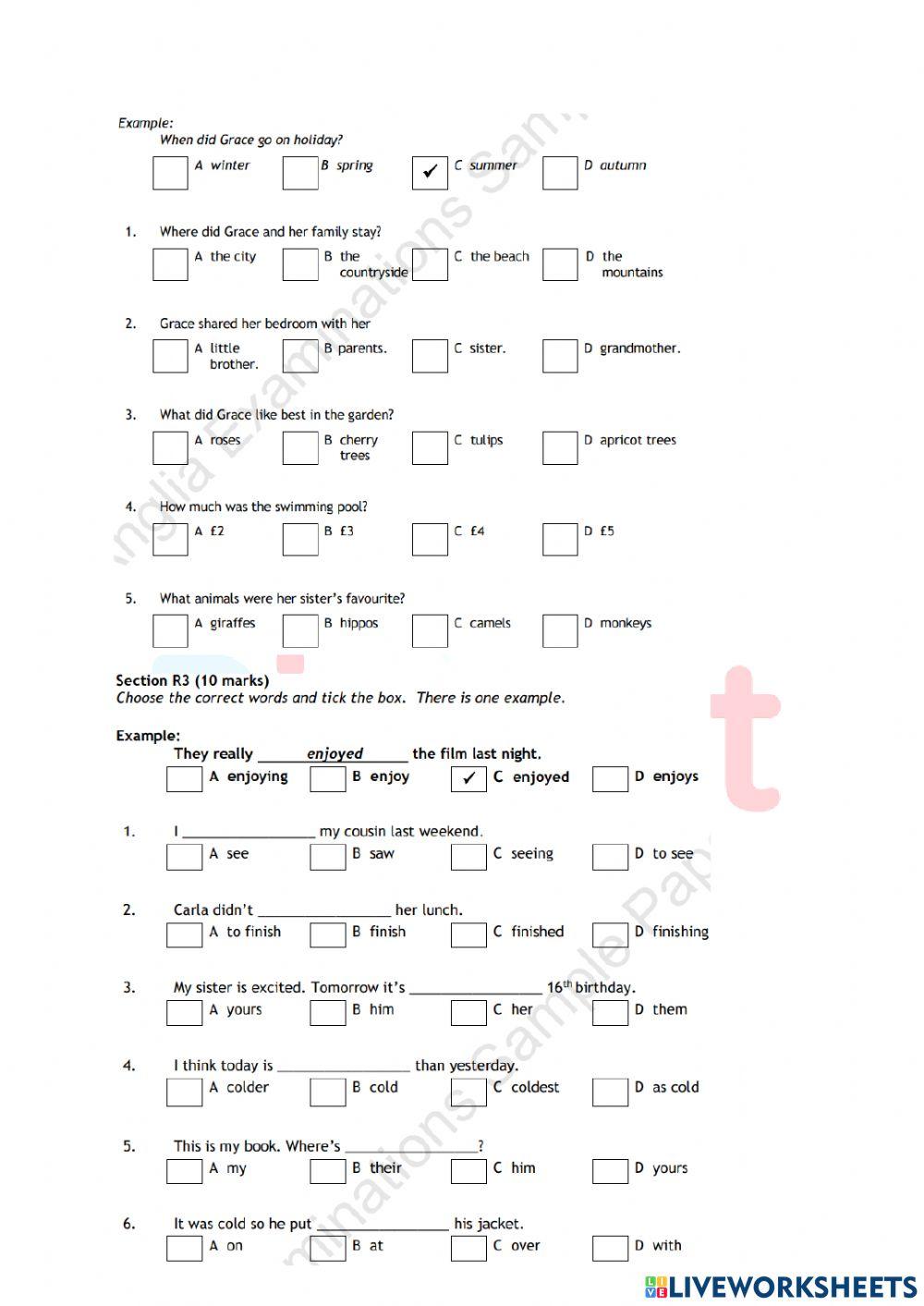 Preliminary - Written Exam worksheet | Live Worksheets
