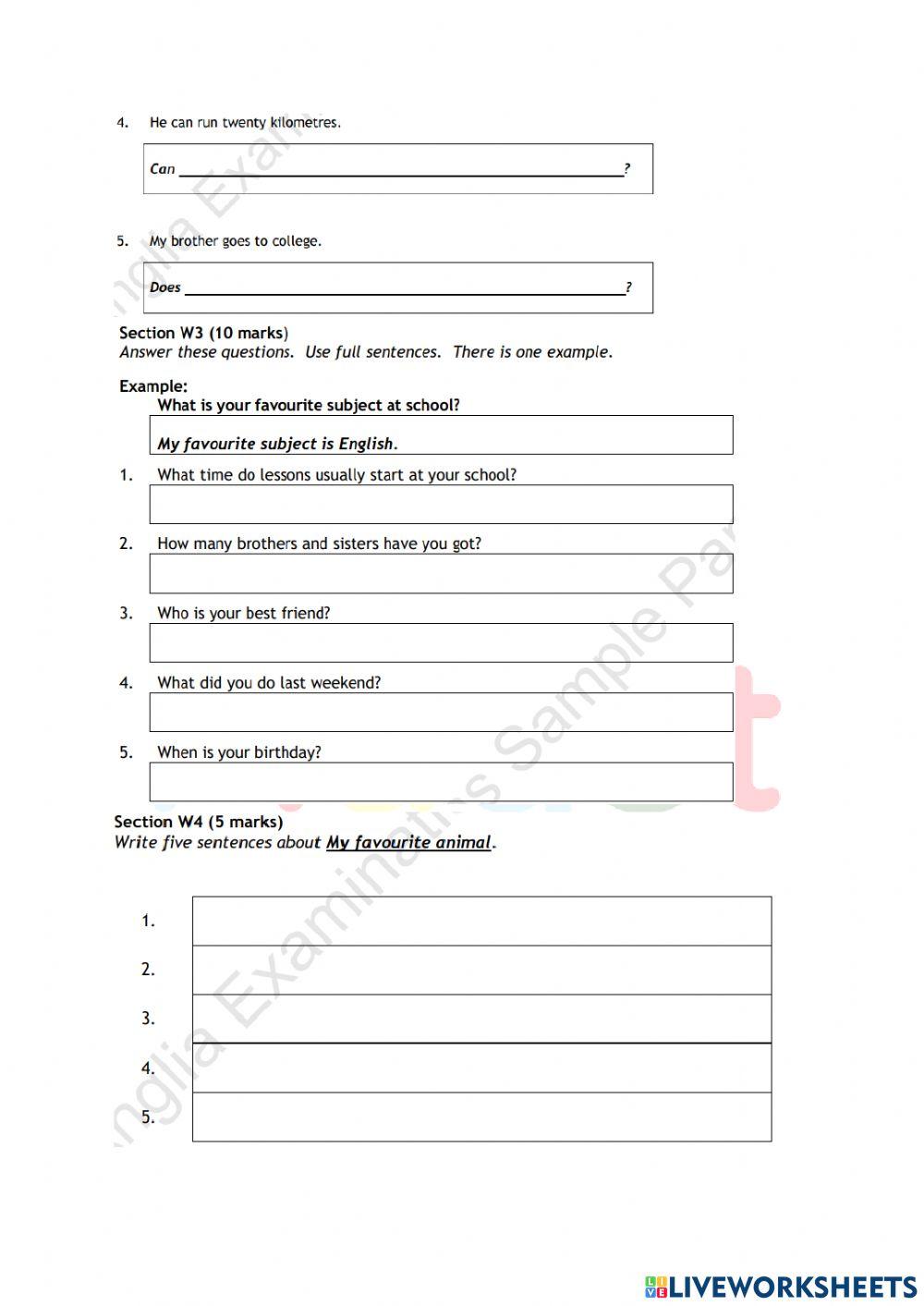 Preliminary - Written Exam worksheet | Live Worksheets