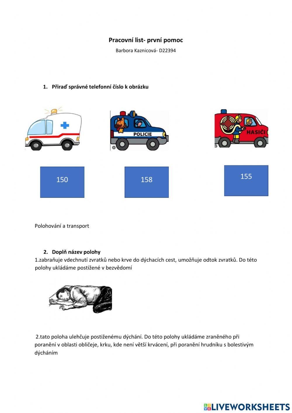 2236162 | První pomoc | D22394 | LiveWorksheets