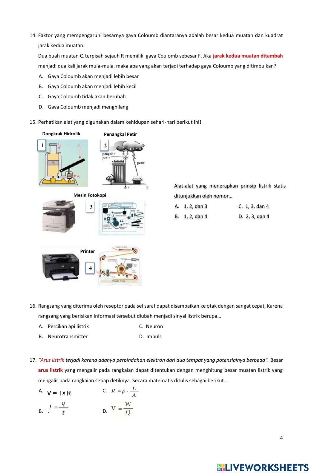 Latihan pas ipa 9 worksheet | Live Worksheets