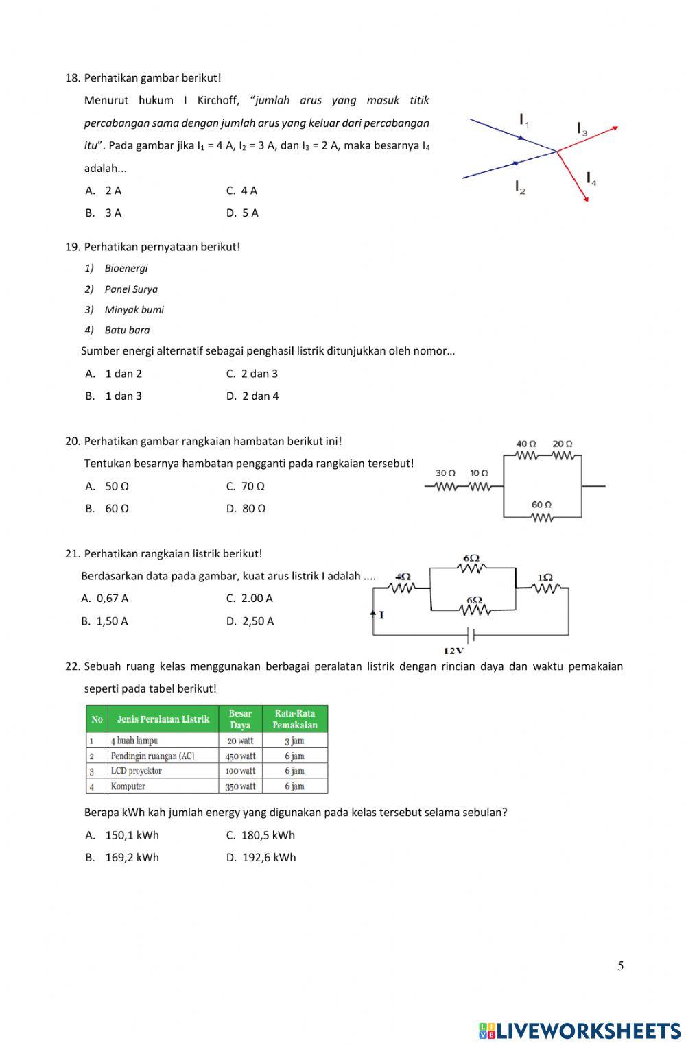 Latihan pas ipa 9 worksheet | Live Worksheets