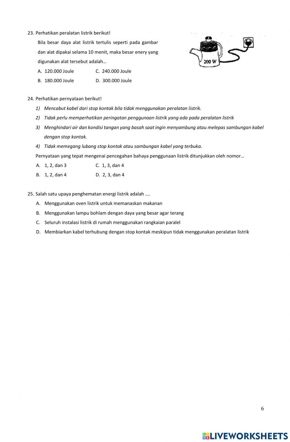 Latihan pas ipa 9 worksheet | Live Worksheets