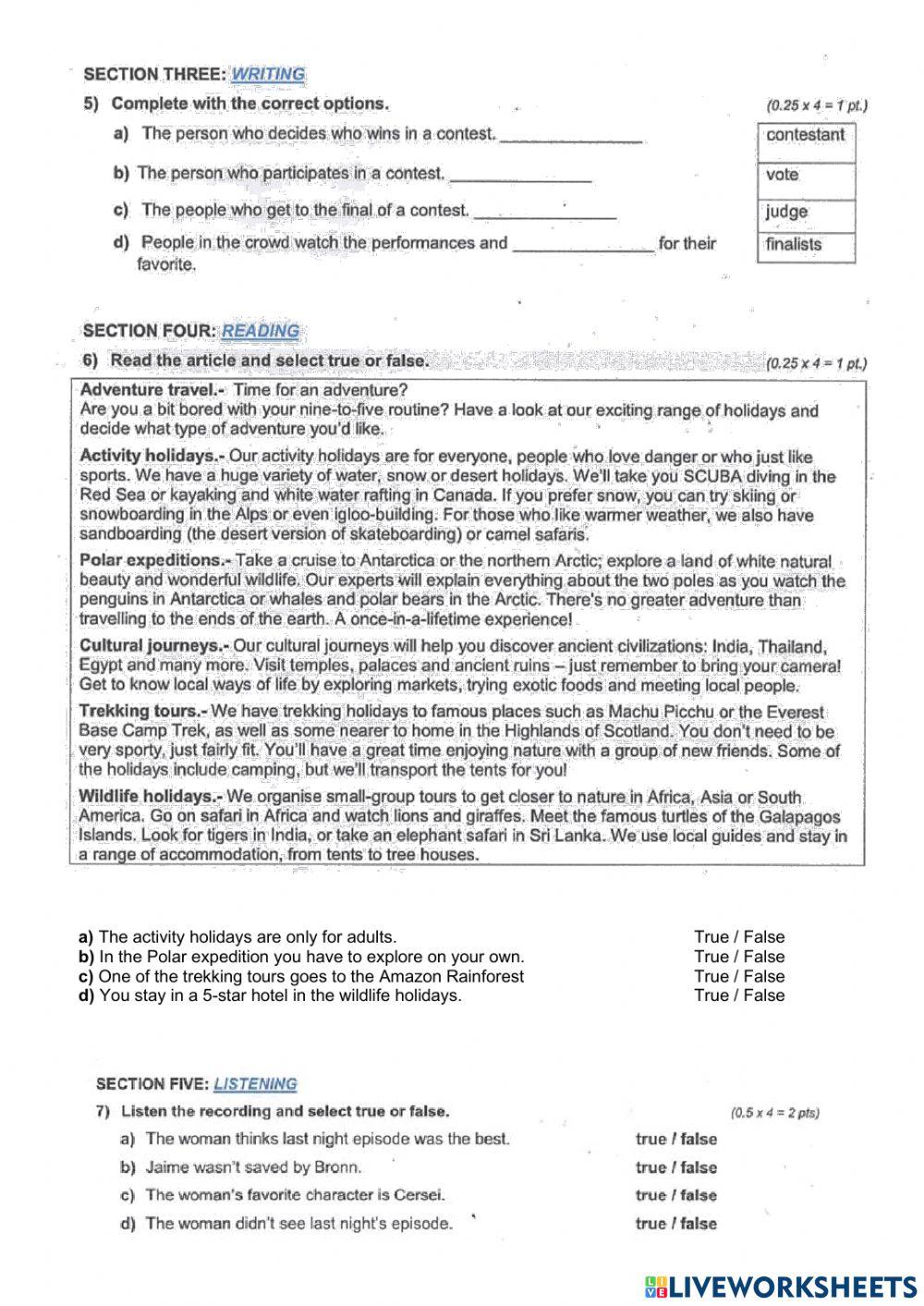 2022-2023 10th lvl 3 2-1 1 worksheet | Live Worksheets