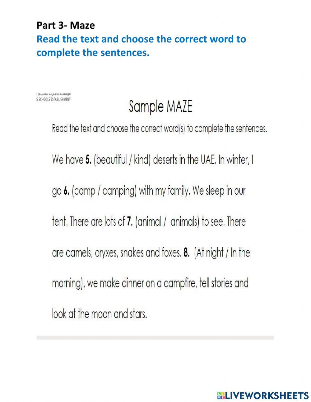 Part 3- Maze online exercise for | Live Worksheets