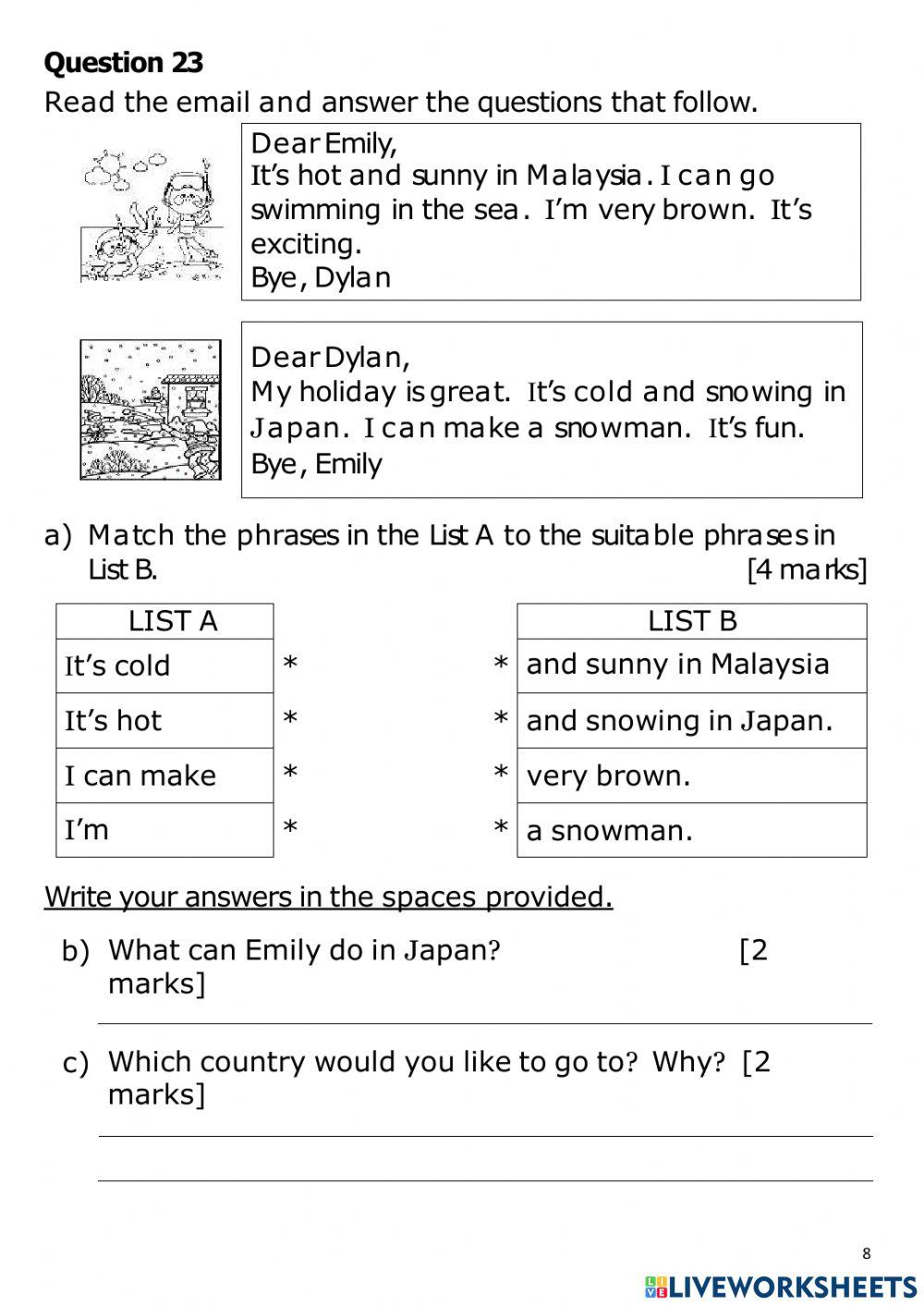 Eng worksheet for 2 | Live Worksheets