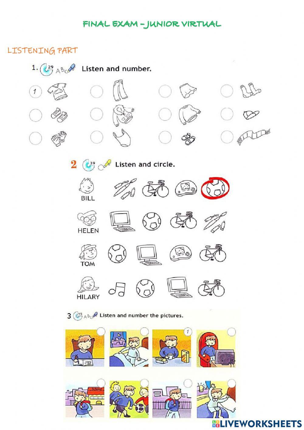 Junior final exam worksheet | Live Worksheets