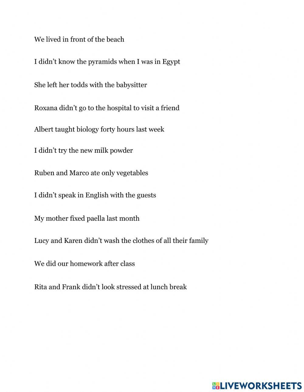 25 Past Tense I | Free Interactive Worksheets | 2236181