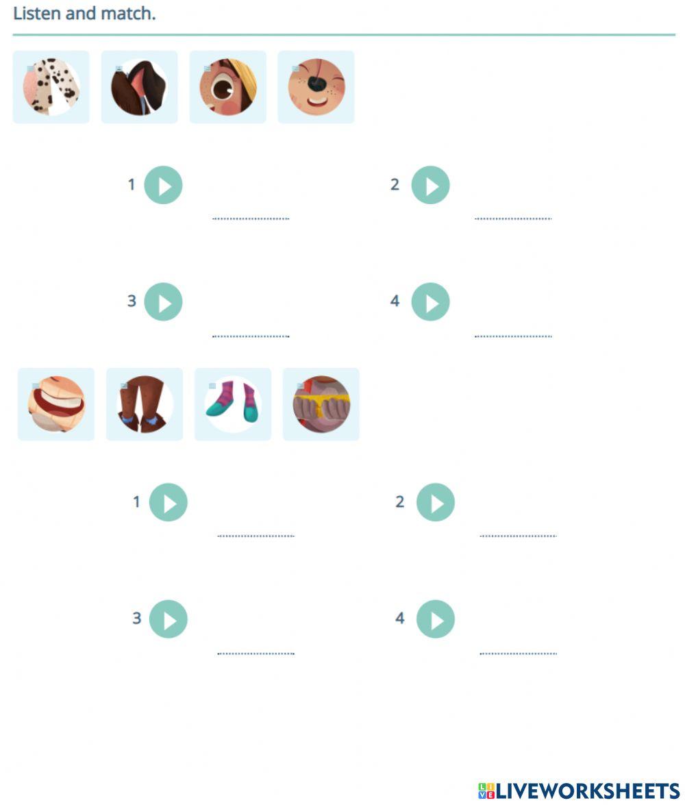 Body Parts online exercise for Grade 1 | Live Worksheets