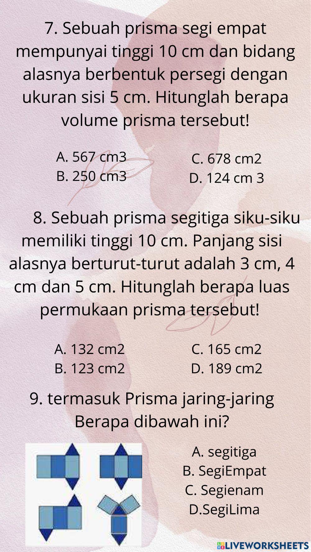 Jaring prismaaa interactive worksheet | Live Worksheets