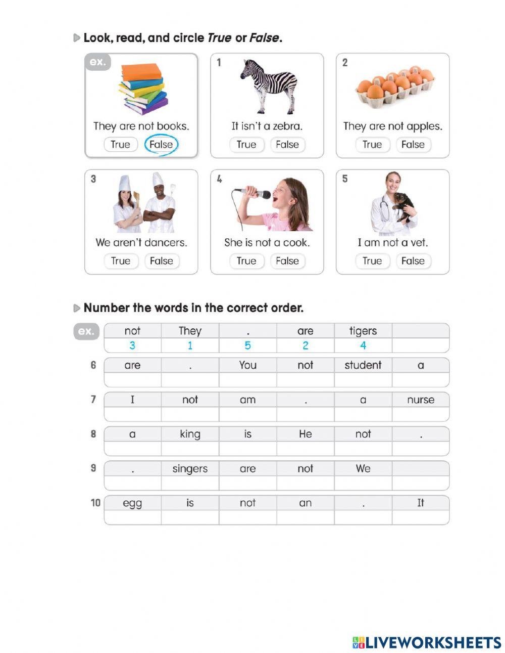 My first grammar 1- ws 4 worksheet | Live Worksheets