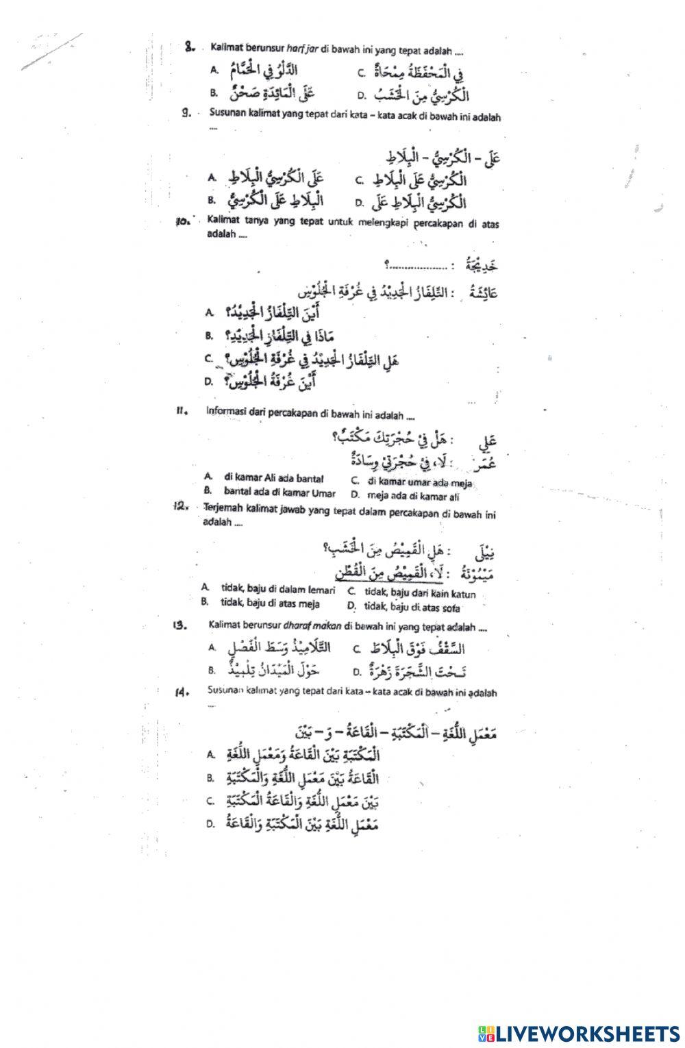 Bhs. arab 8 worksheet | Live Worksheets