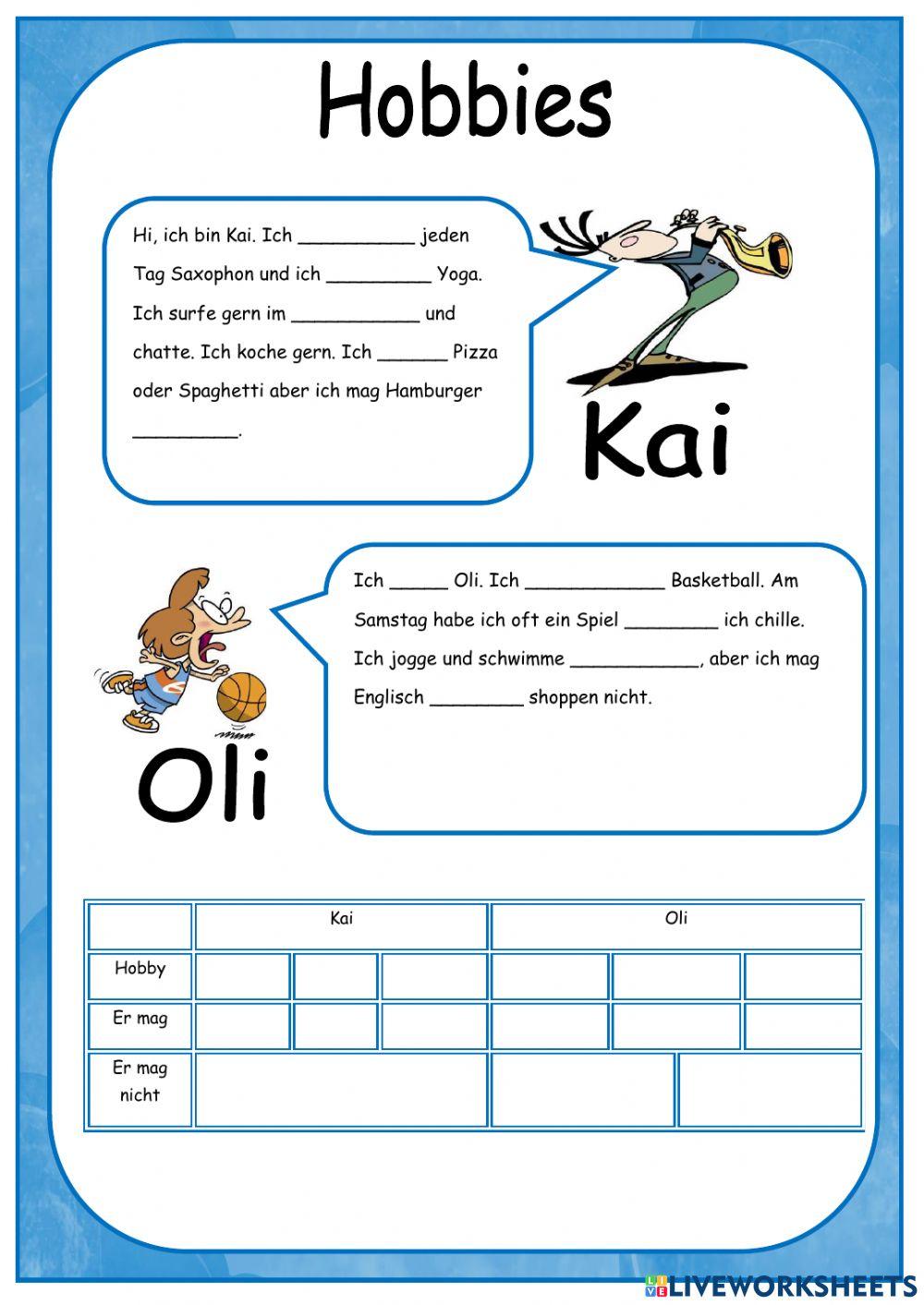 Hobbies | Free Interactive Worksheets | 2236724