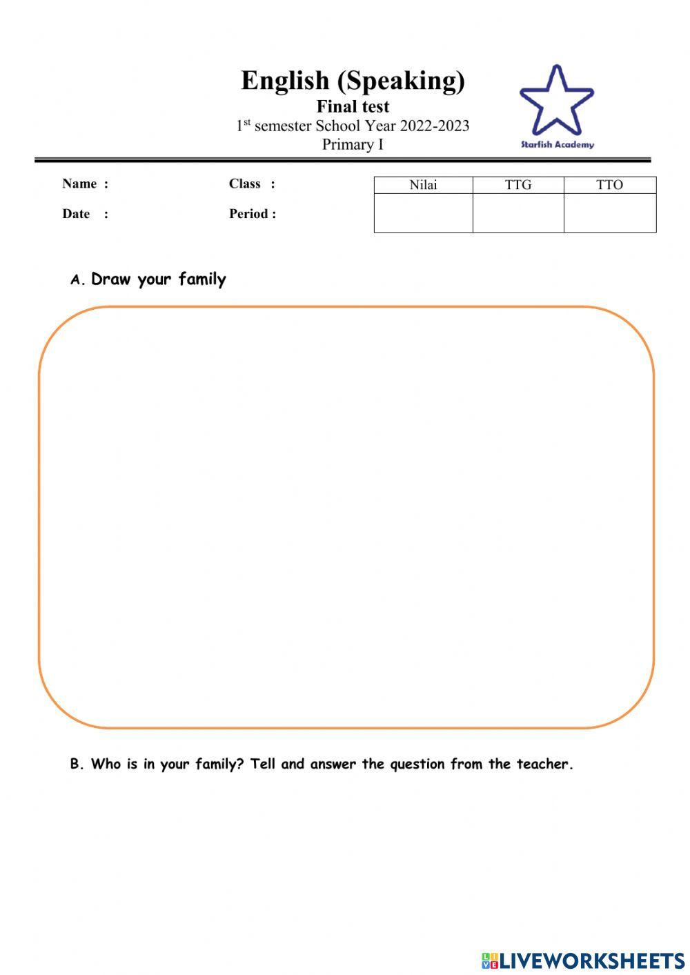 P1 English Listening-Speaking Final Test online exercise for | Live ...